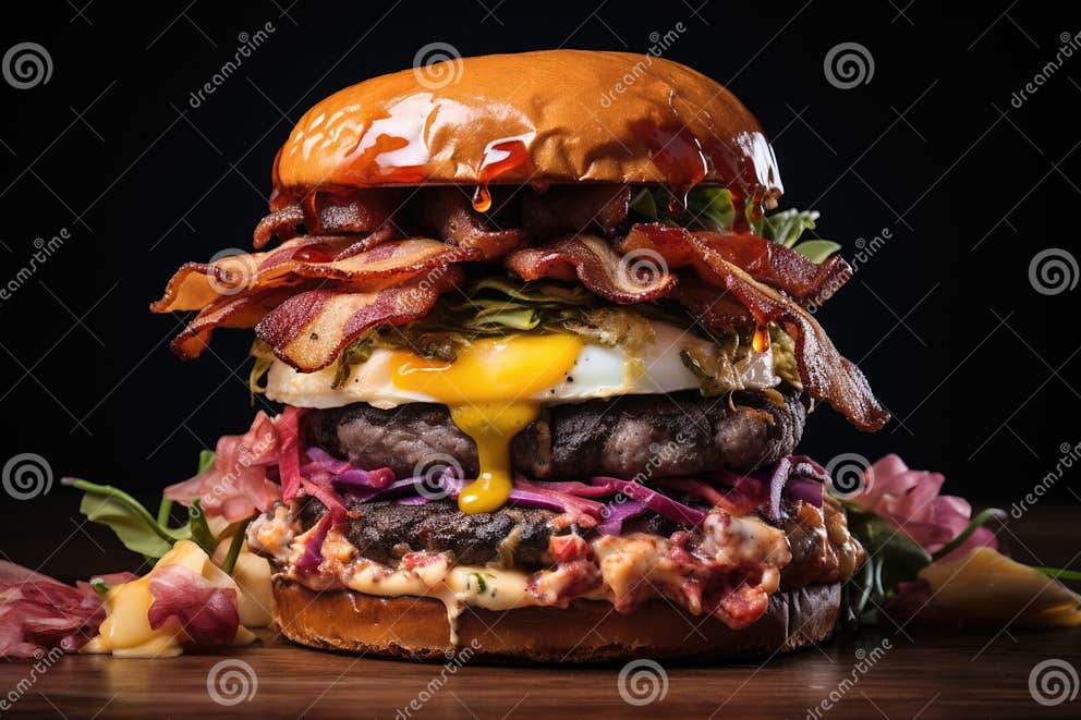 Handcrafted Burger with Unique Topping Combinations Stock Image - Image ...