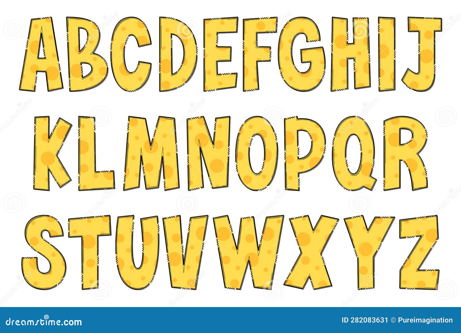 Handcrafted Cheese Letters. Color Creative Art Typographic Design Stock ...