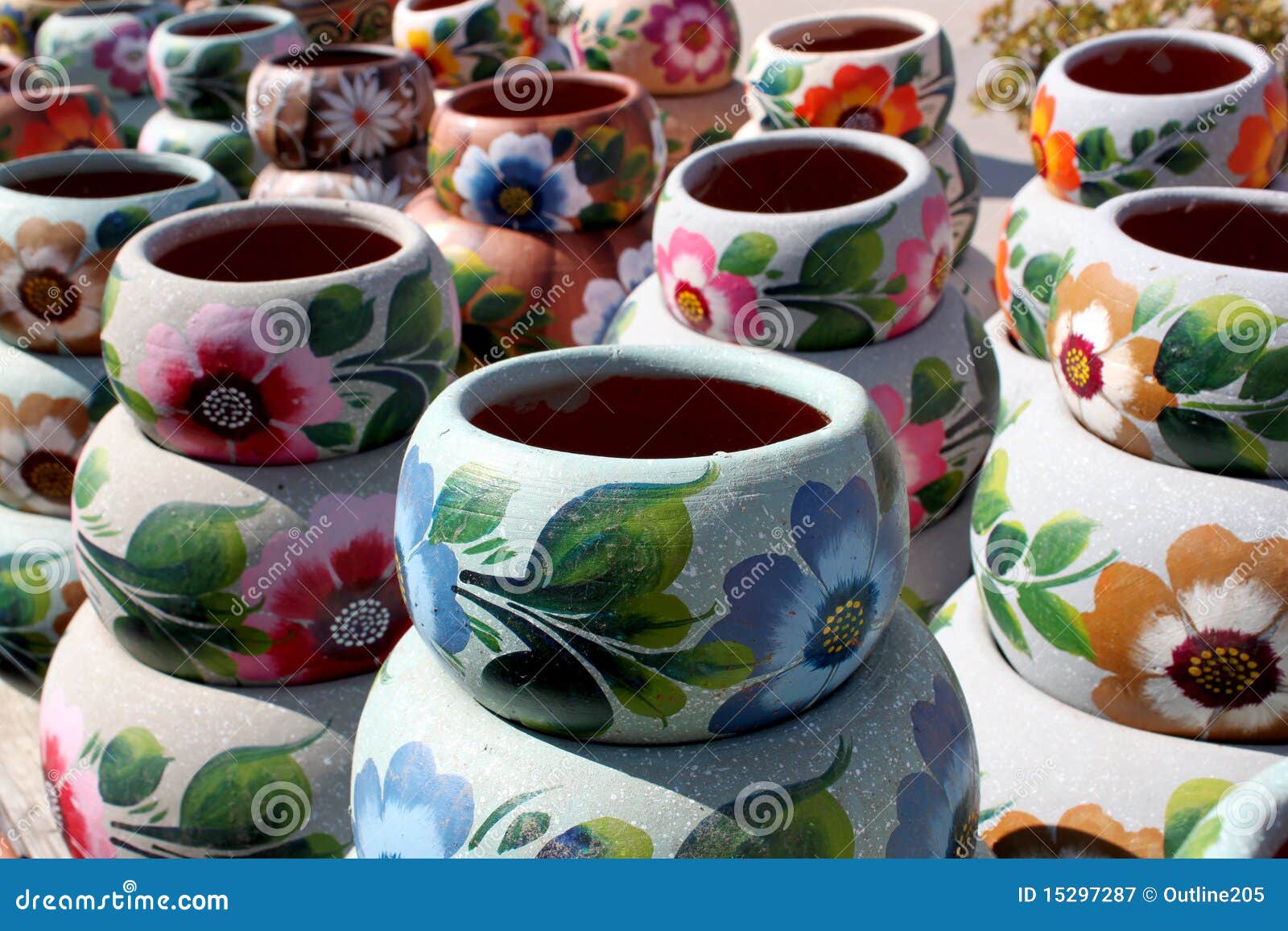 Handcrafted Colorful Clay Pottery Stock Image - Image of cotta, culture ...