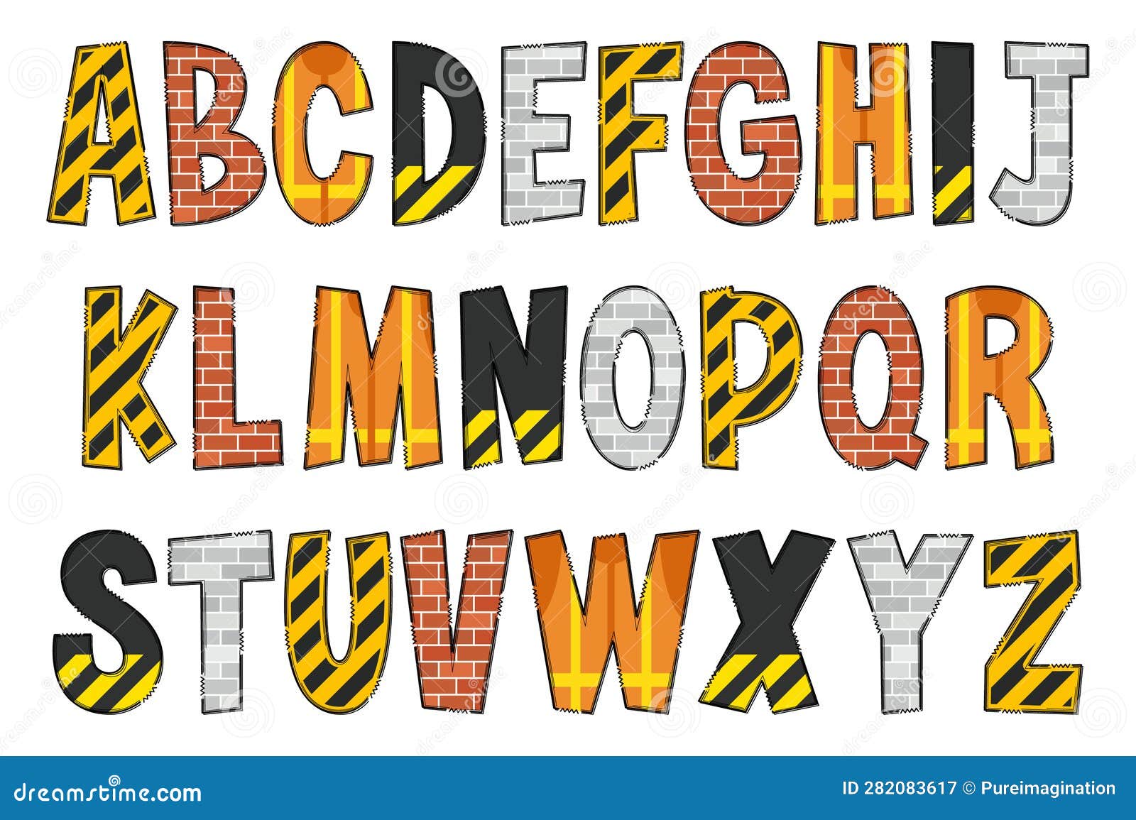 Handcrafted Construction Letters. Color Creative Art Typographic Design ...