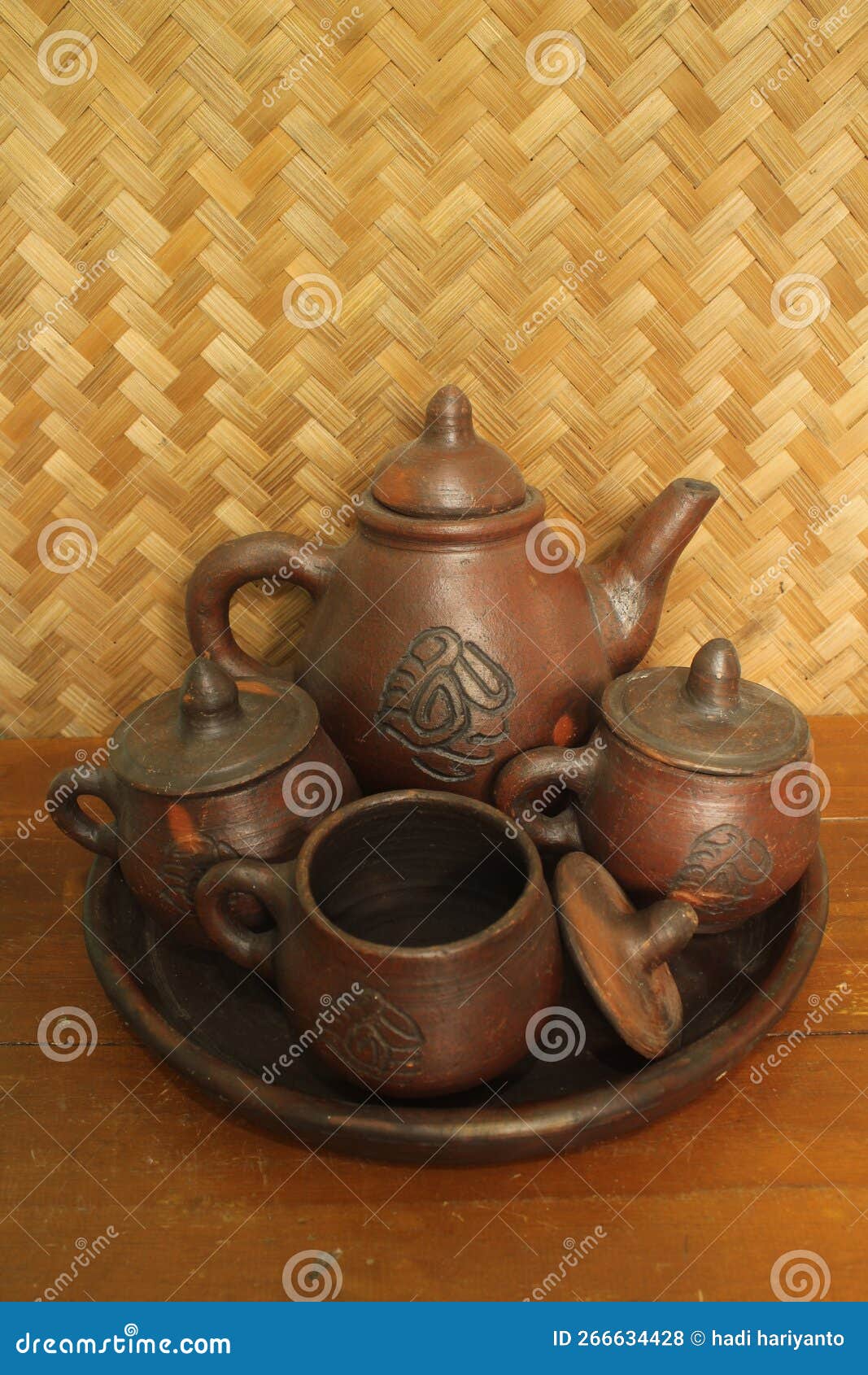 Handcrafted cups from clay stock photo. Image of earthenware - 266634428