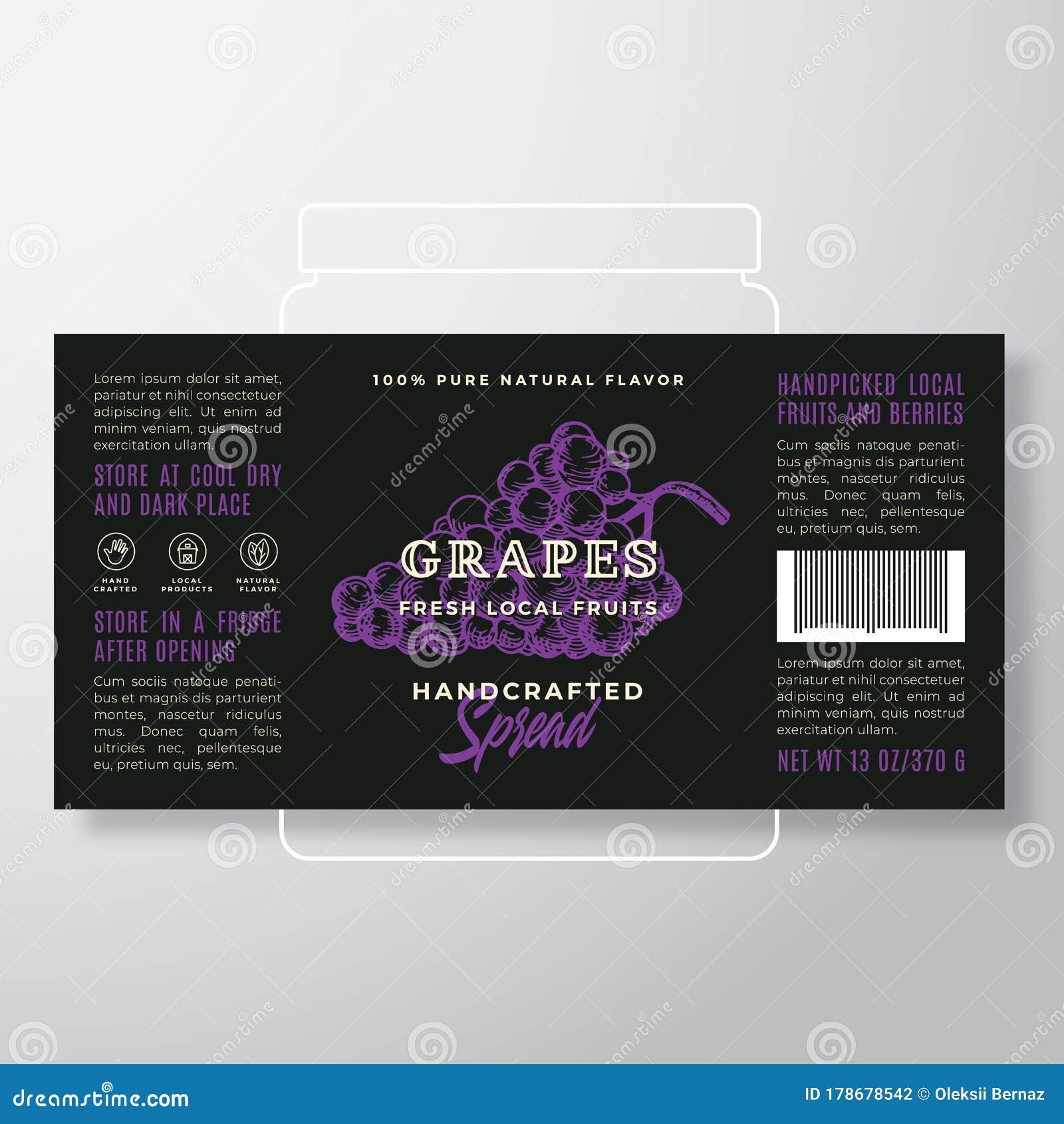 Handcrafted Fruit Spread Or Jam Label Template. Abstract Vector ...
