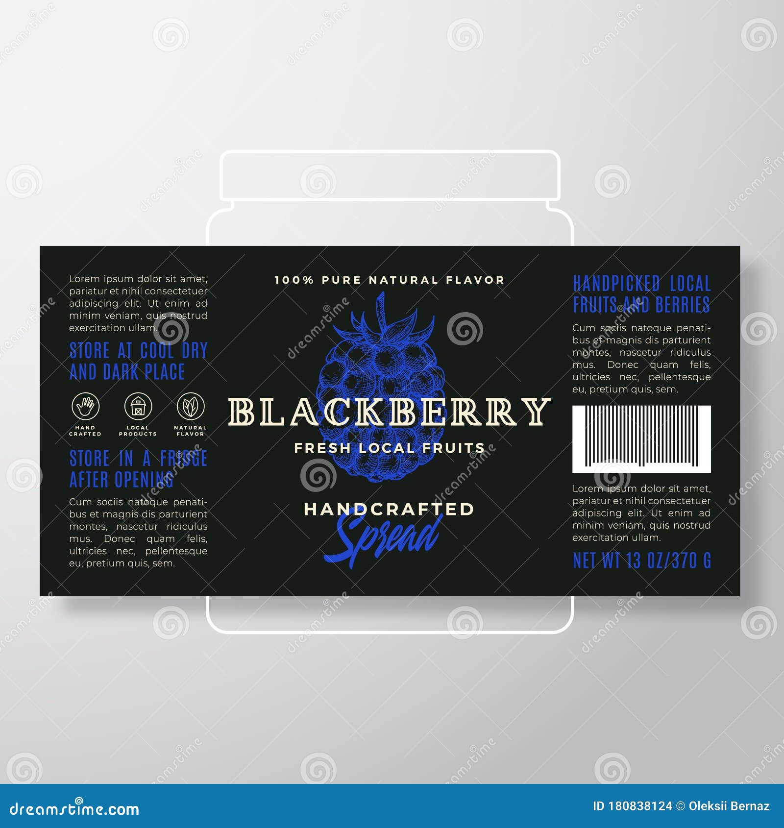 Handcrafted Fruit Spread Or Jam Label Template. Abstract Vector ...
