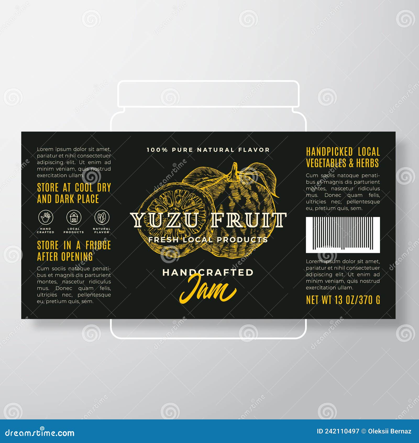 Handcrafted Fruit Jam Label Template. Abstract Vector Packaging Design ...
