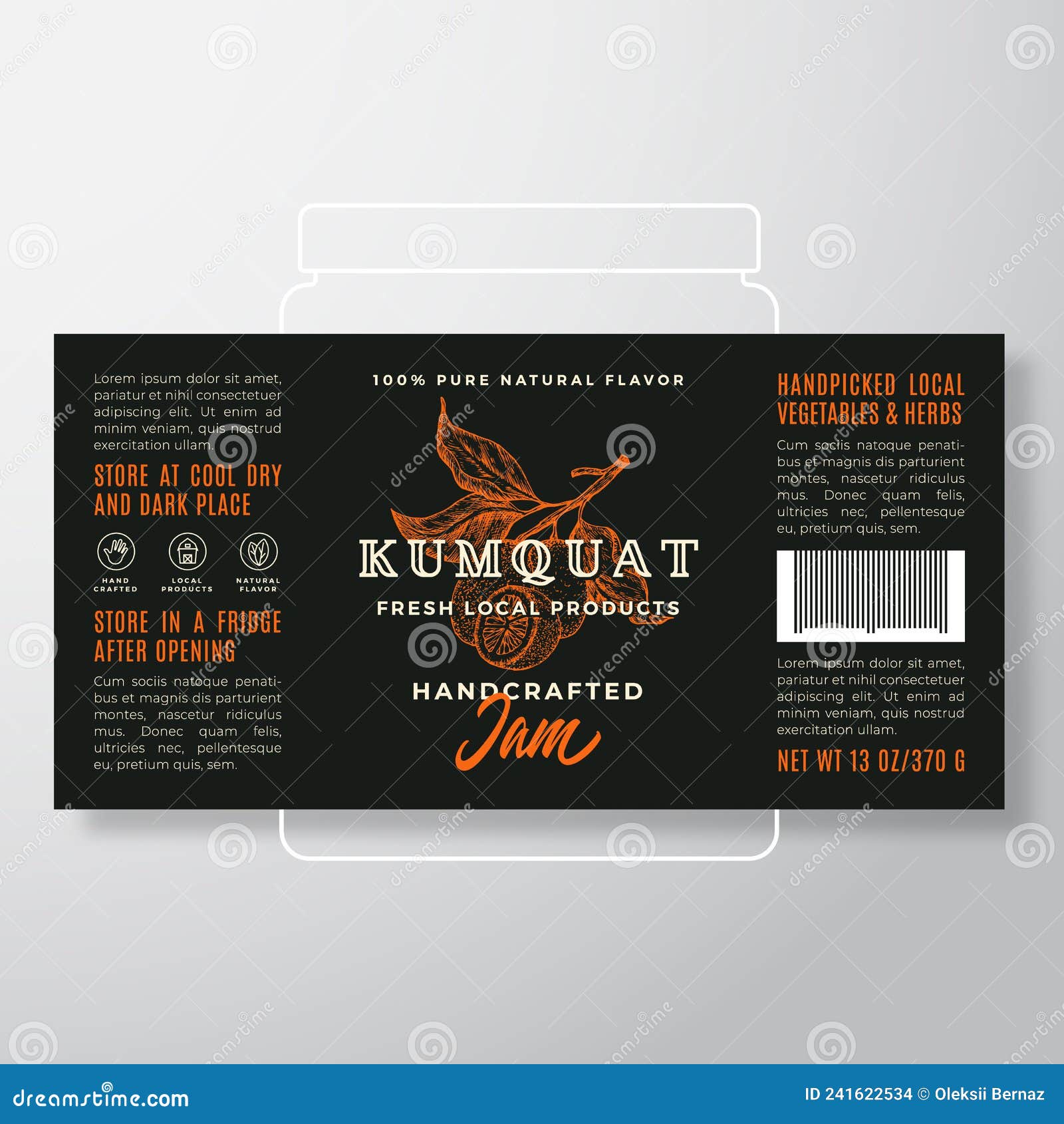 Handcrafted Fruit Jam Label Template. Abstract Vector Packaging Design ...