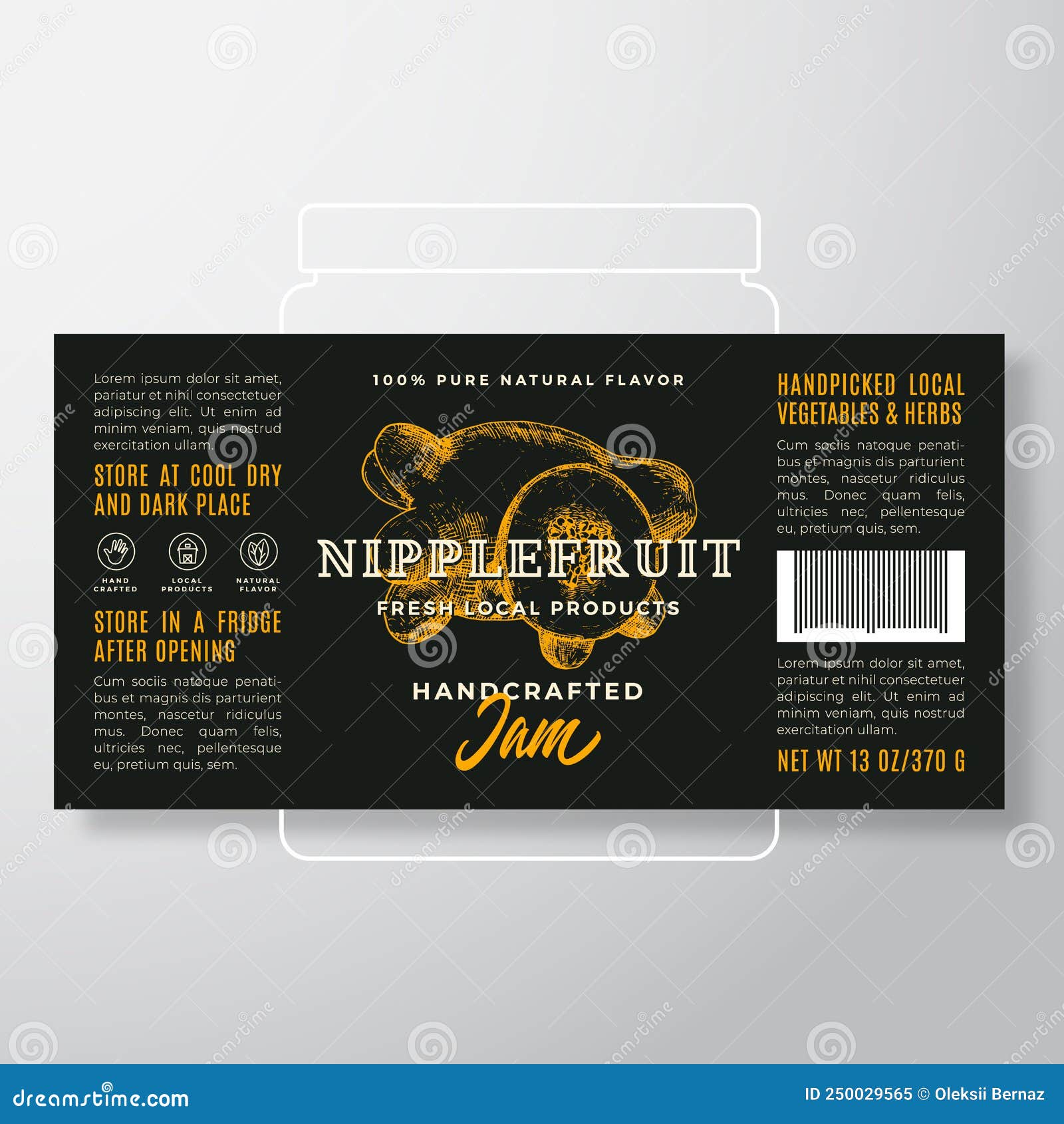 Handcrafted Fruit Jam Label Template. Abstract Vector Packaging Design ...