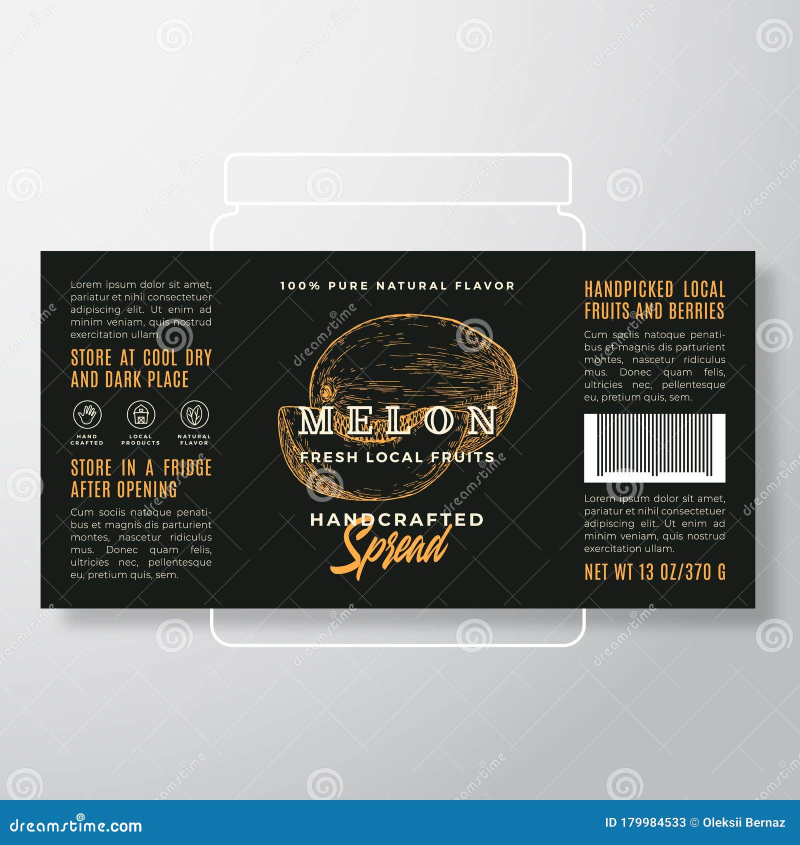 Handcrafted Fruit Spread Or Jam Label Template. Abstract Vector ...