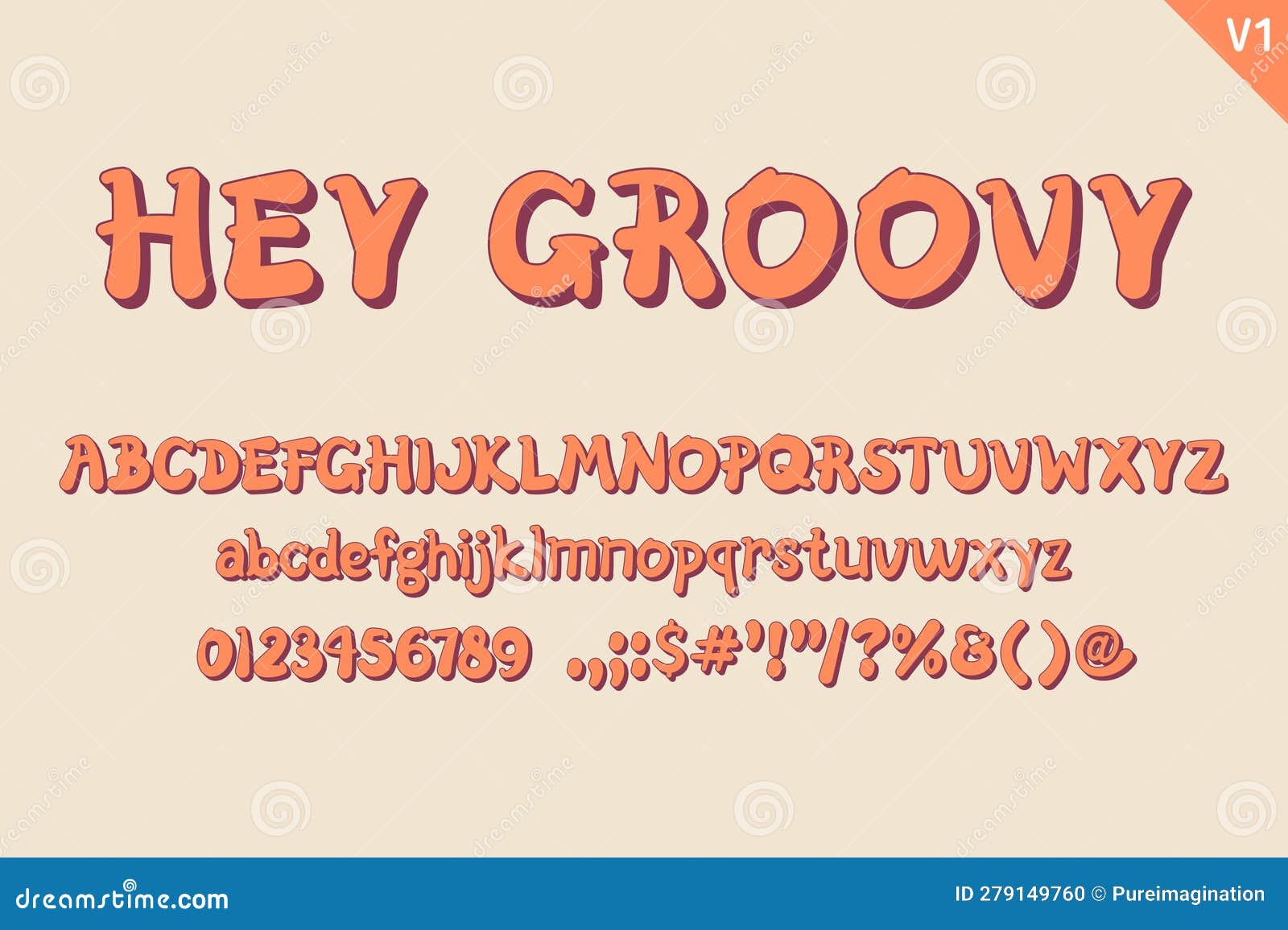 Handcrafted Hey Groovy Letters. Color Creative Art Typographic Design ...