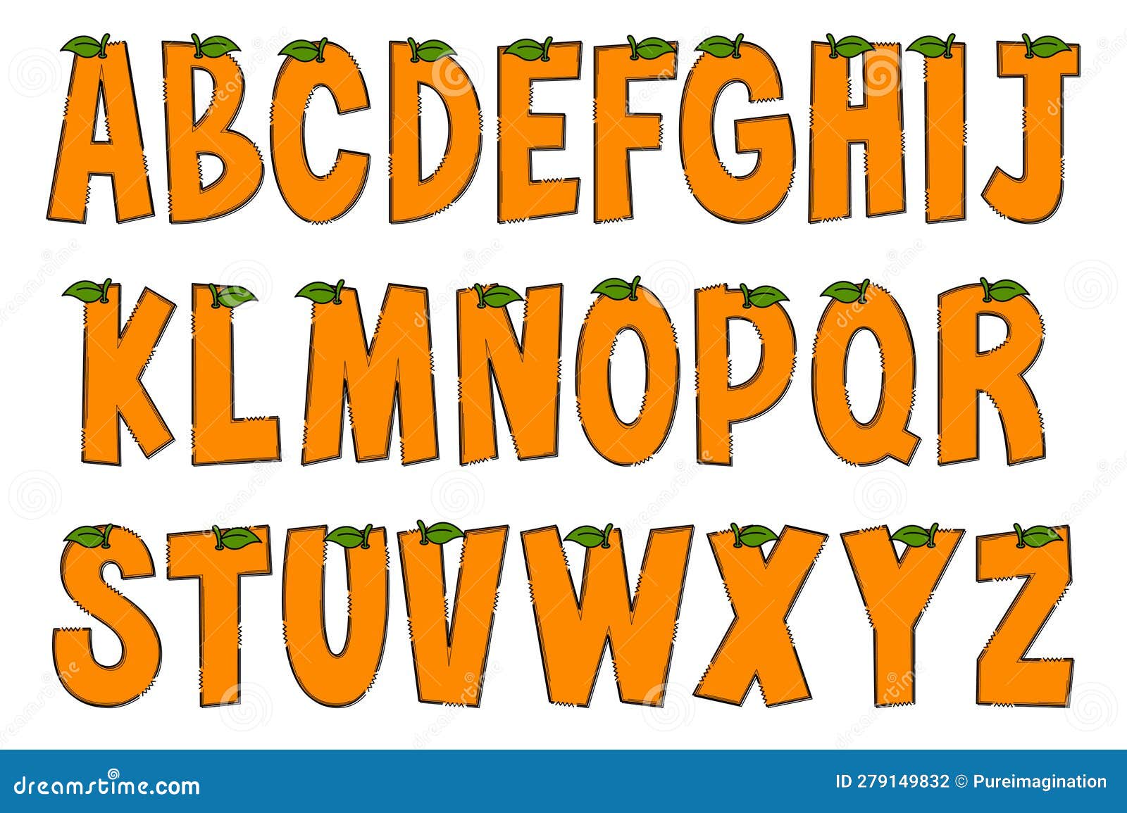 Handcrafted Orange Letters. Color Creative Art Typographic Design Stock ...