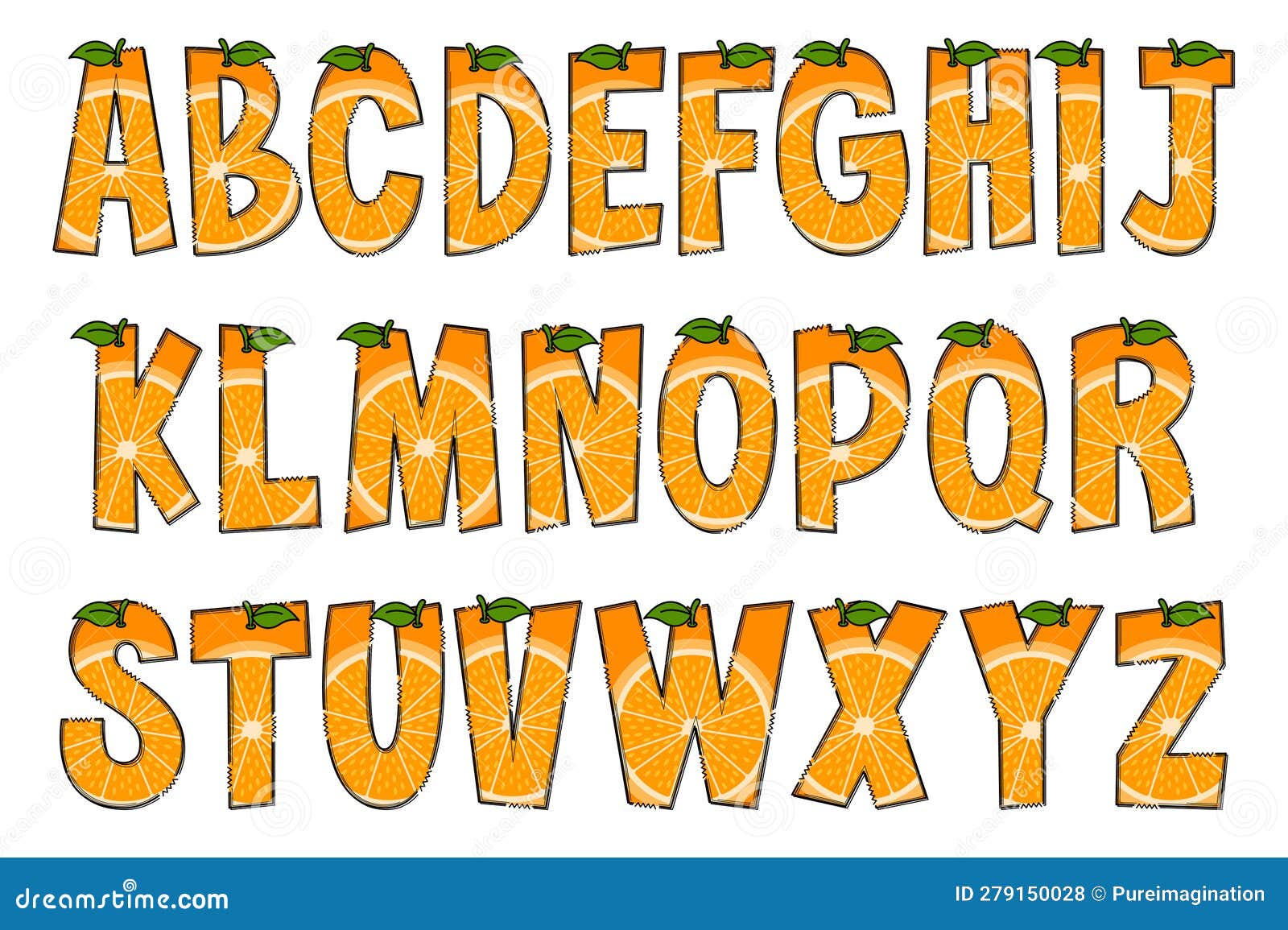 Handcrafted Orange Letters. Color Creative Art Typographic Design Stock ...