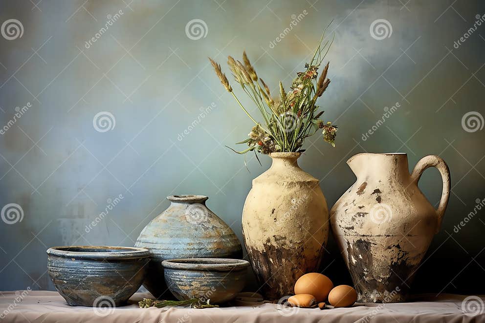 Handcrafted Pottery Authentic Simple Living Stock Illustration ...
