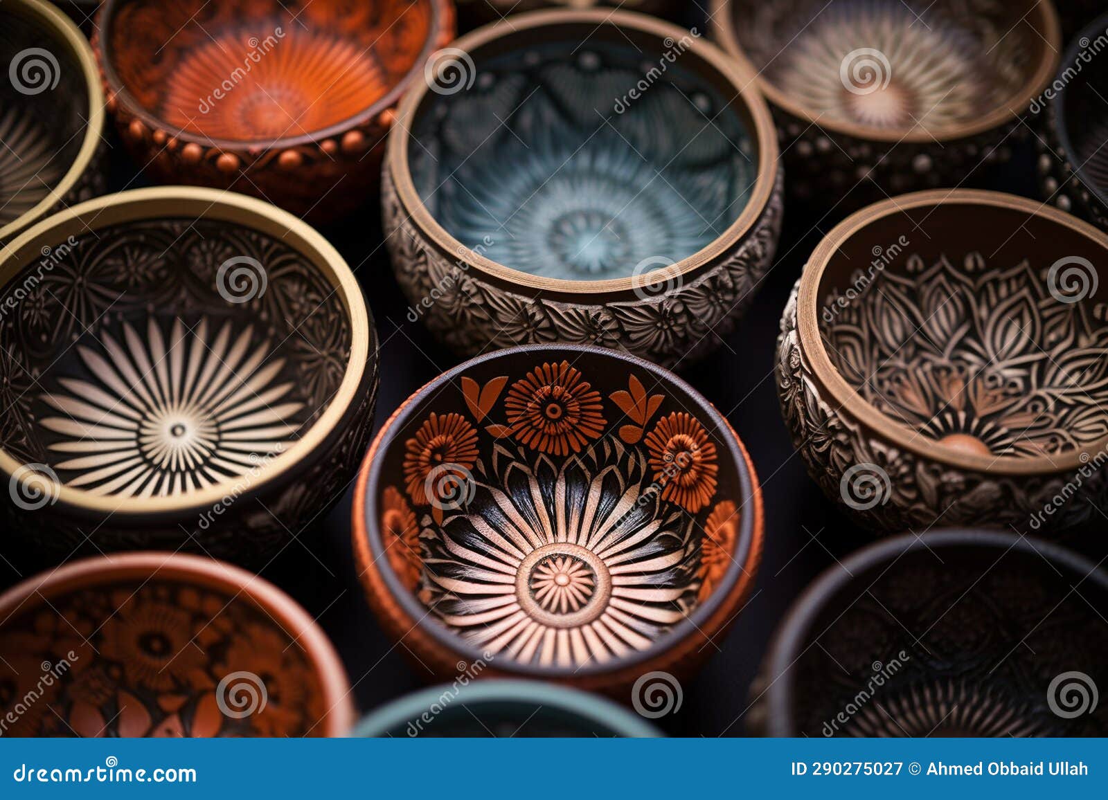 Handcrafted Pottery with Intricate Patterns. Generative by Ai Stock ...