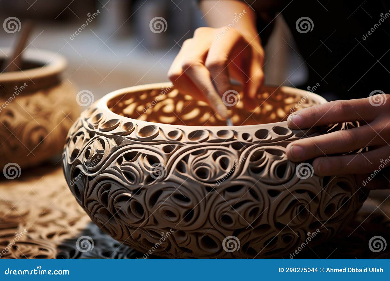 Handcrafted Pottery with Intricate Patterns. Generative by Ai Stock ...
