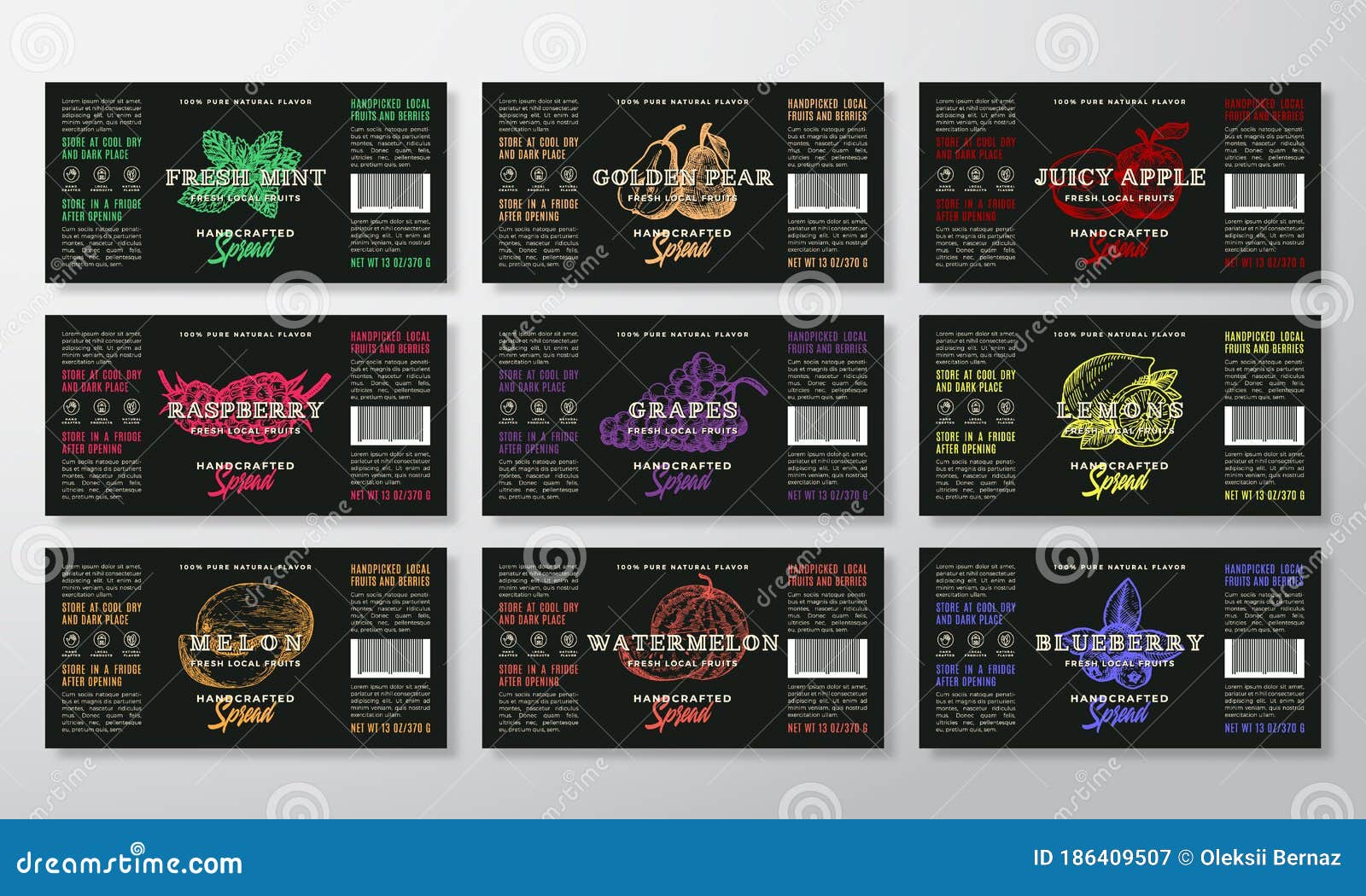 Handcrafted Spread Or Jam Labels Template Collection. Abstract Vector ...