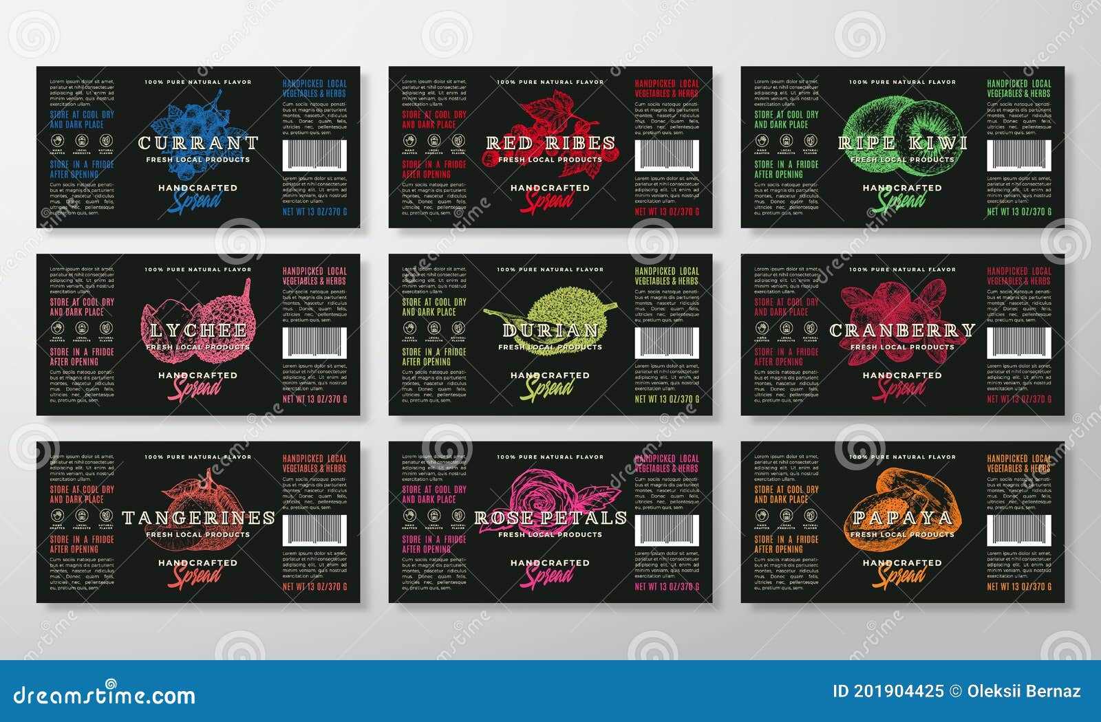 Handcrafted Spread Or Jam Labels Template Collection. Abstract Vector ...