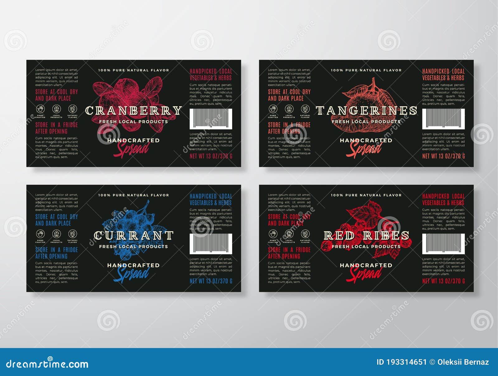 Handcrafted Spread Or Jam Labels Template Collection. Abstract Vector ...