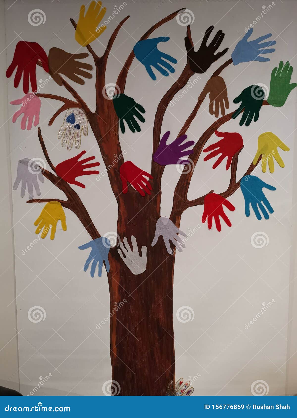 Handcrafted tree and hands stock image. Image of handcrafted - 156776869