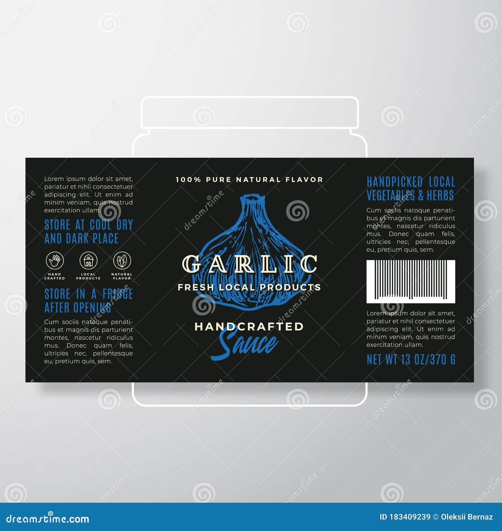 Handcrafted Vegetables And Herbs Sauce Label Template. Abstract Vector ...