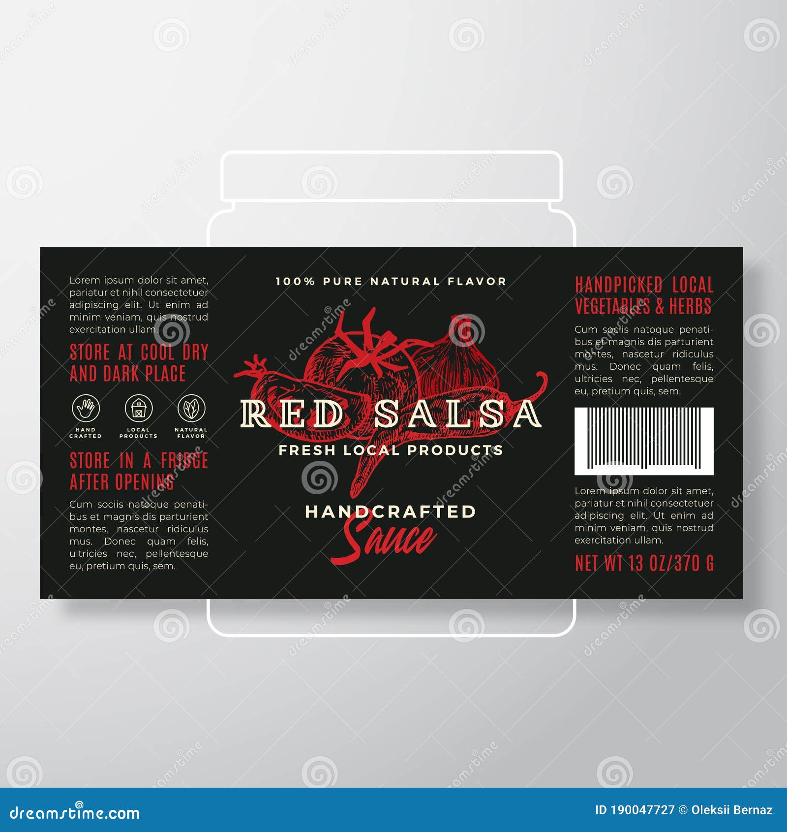 Handcrafted Vegetables Salsa Sauce Label Template. Abstract Vector ...