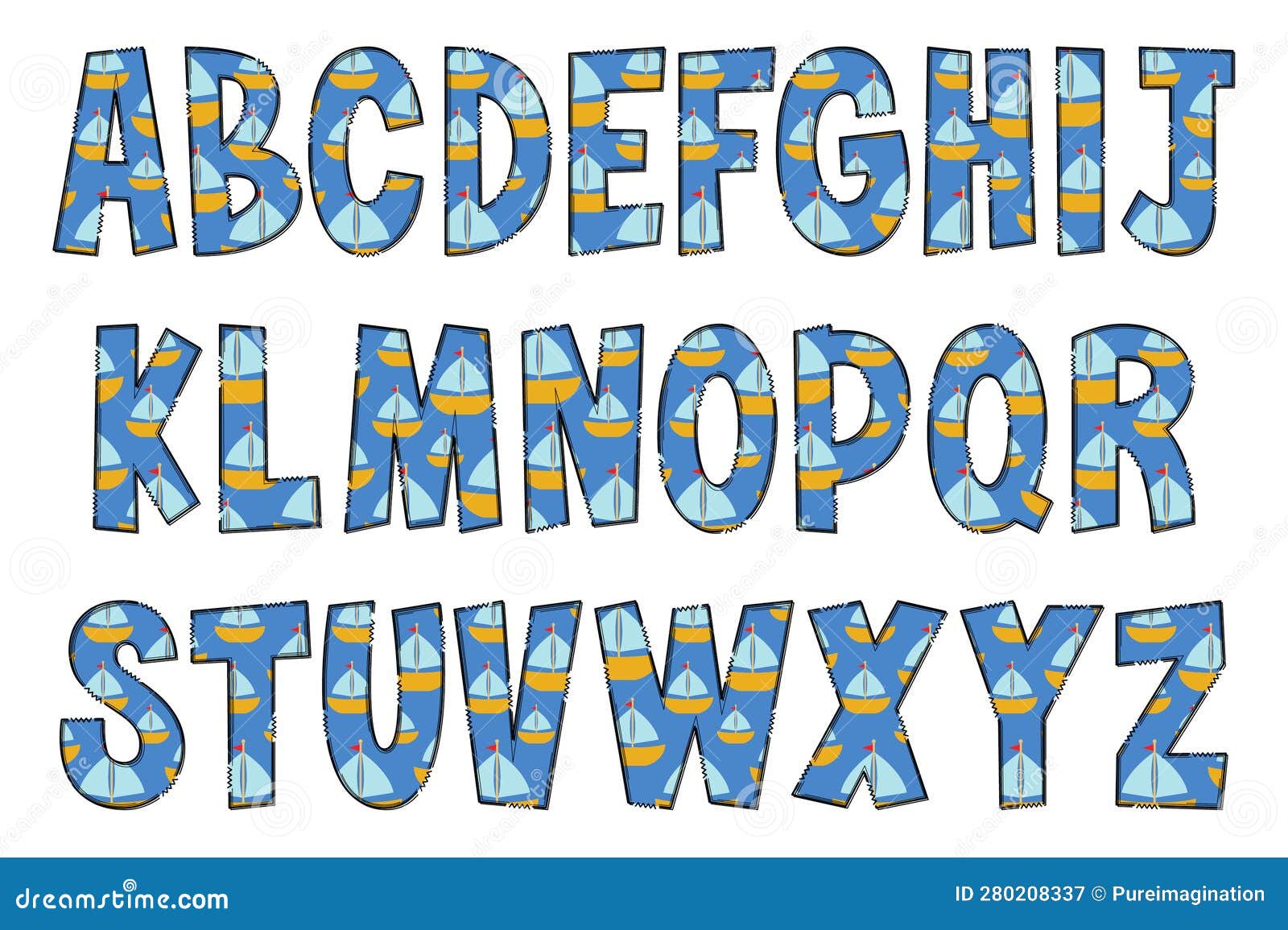 Handcrafted Yacht Letters. Color Creative Art Typographic Design Stock ...