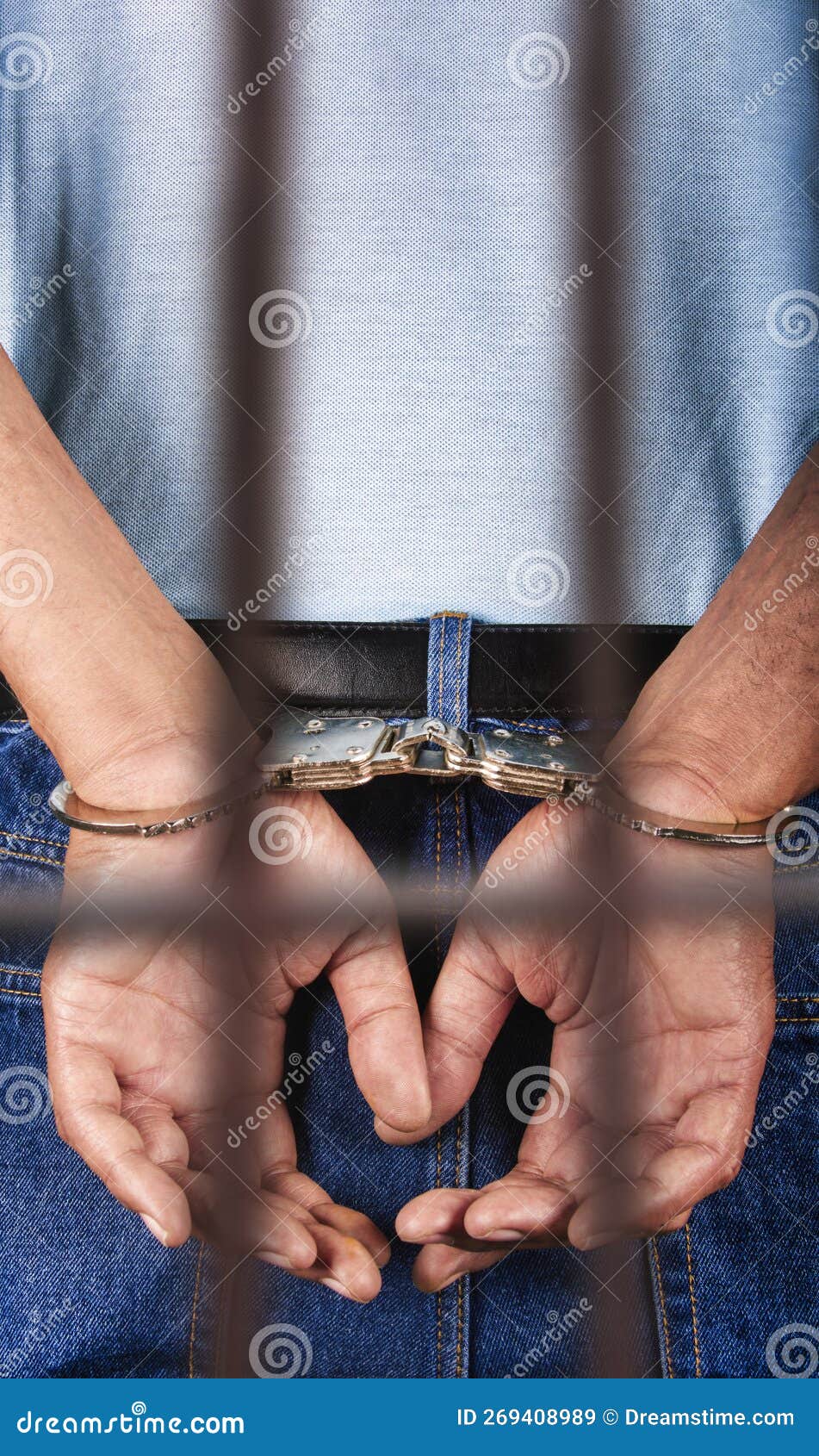 Handcuffed at the Back Hands of Hispanic Man Stock Image - Image of ...