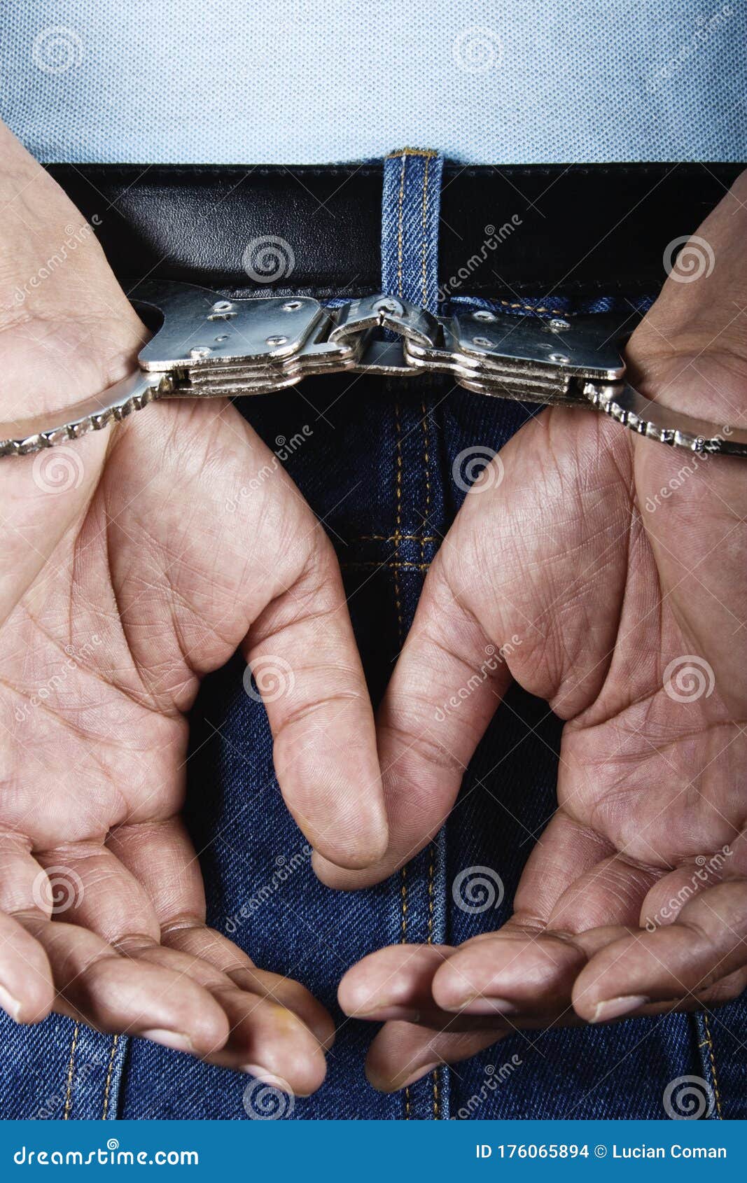 Handcuffed stock photo. Image of penal, blue, manacles - 176065894