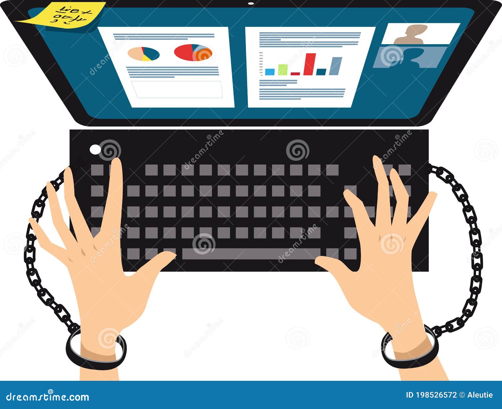 Man Chained With Laptop (workplace) Stock Image | CartoonDealer.com ...