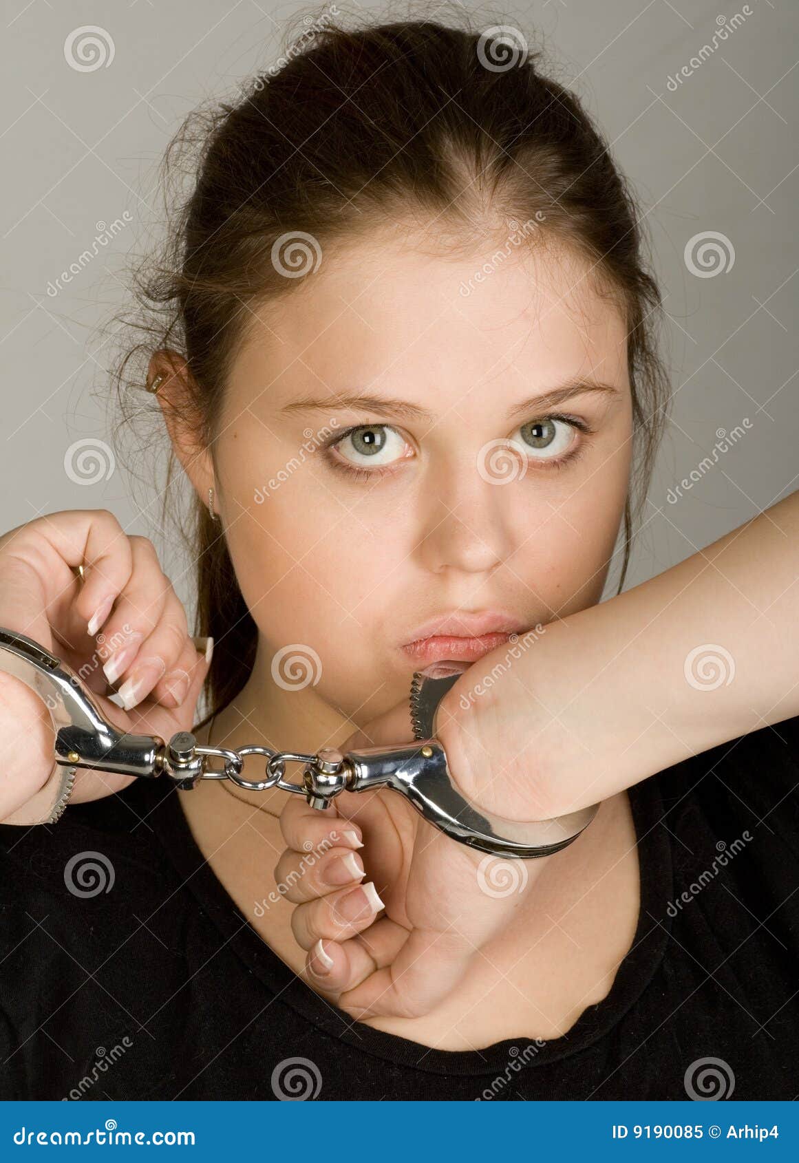 Handcuffed Young Beautiful Woman Stock Image - Image of business ...