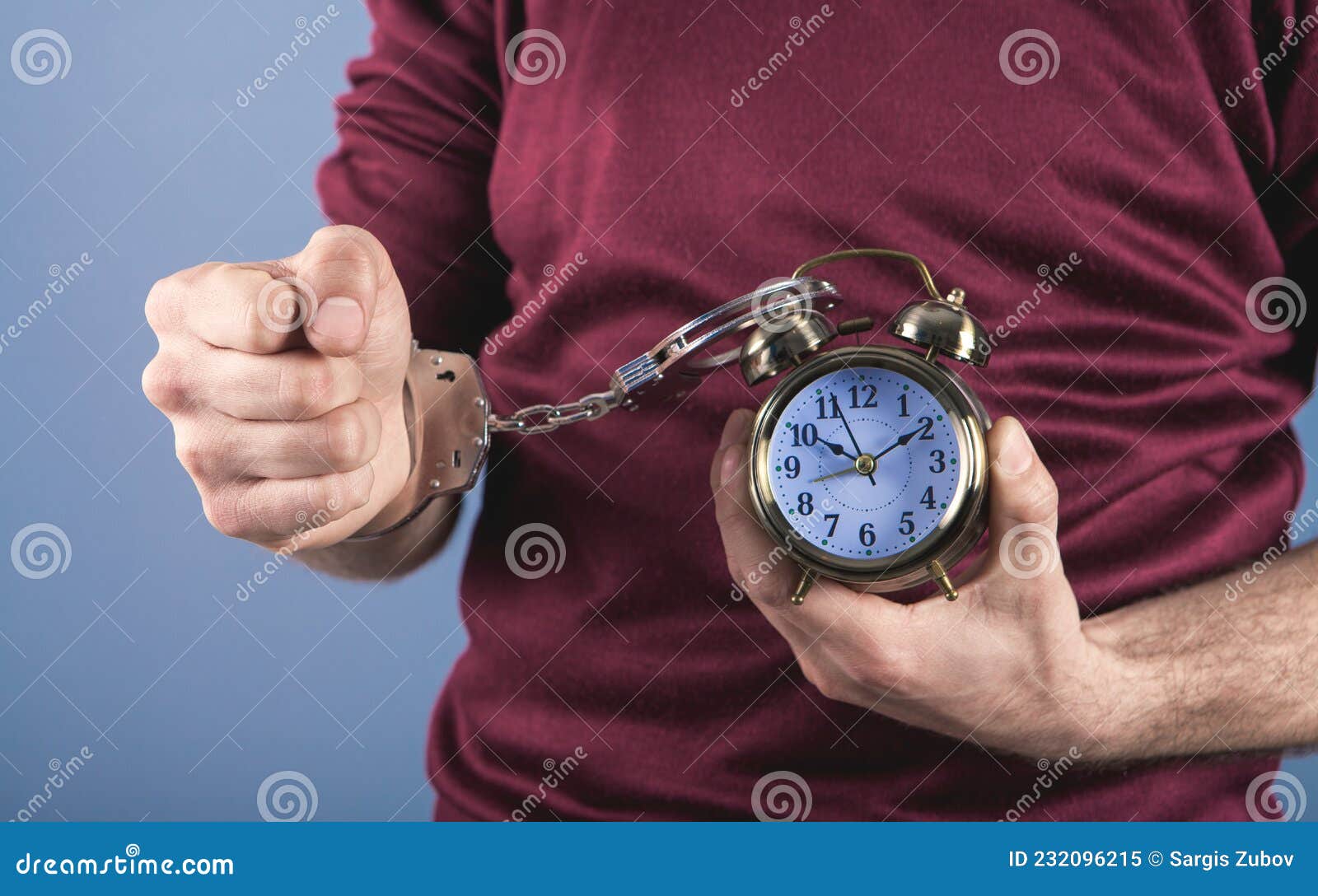 Handcuffed Young Man`s Hands are Chained To His Watch Stock Image ...
