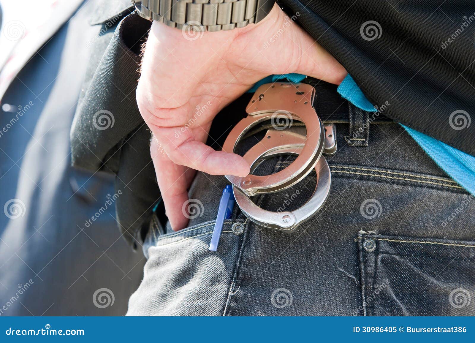 Handcuffs on belt stock image. Image of criminal, jail - 30986405