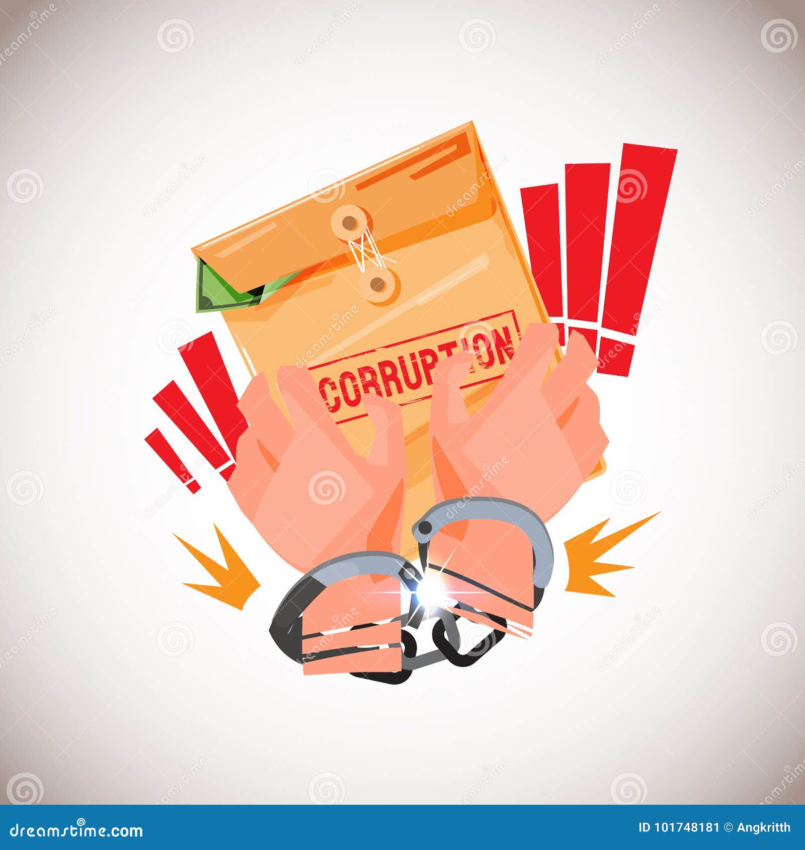 Handcuffs with Brown Envelope of Corruption. Corruption Arrest Concept ...