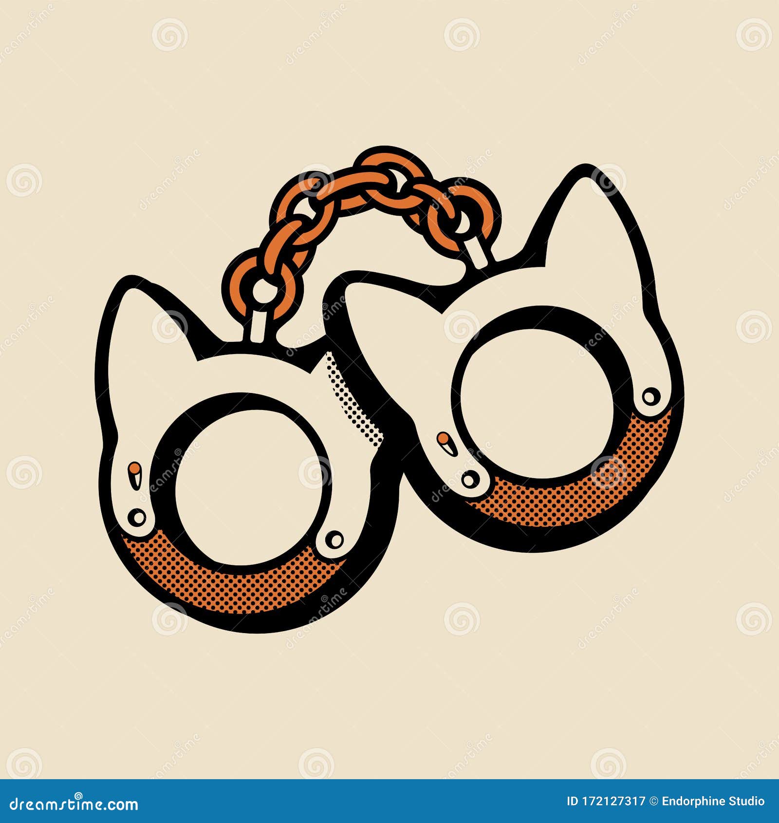 Handcuffs with Cat Design stock vector. Illustration of ivory - 172127317