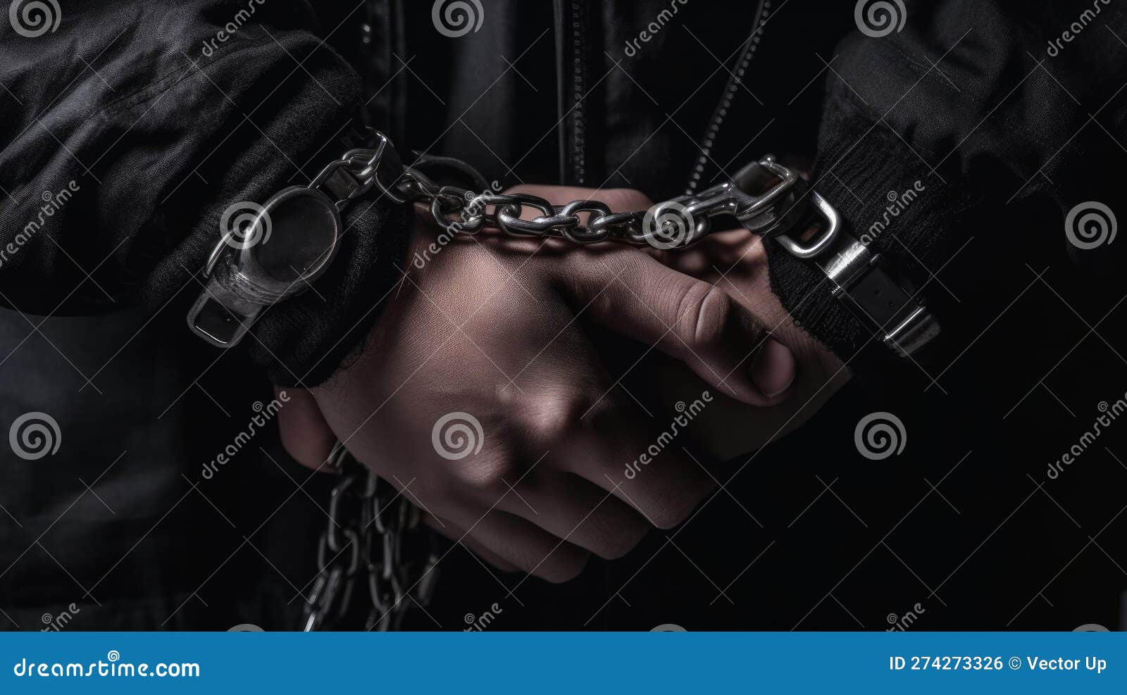 Handcuffs Dressed on the Hands. Generative AI Stock Photo - Image of ...