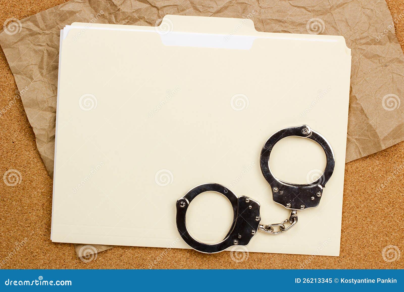 Handcuffs and Folder stock image. Image of records, file - 26213345