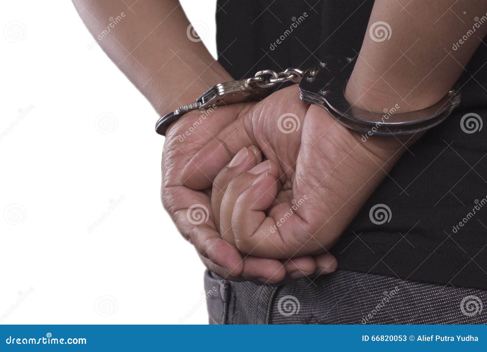 Handcuffs with Hands Behind Back Stock Image - Image of crime ...