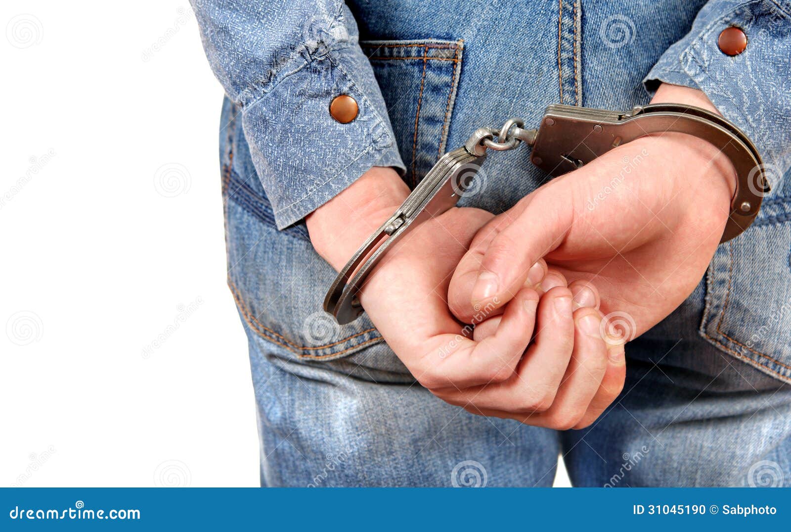 Handcuffs on Hands closeup stock photo. Image of gangster - 31045190