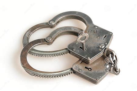 Handcuffs in Heart Shape and Key within Isolated Stock Image - Image of ...