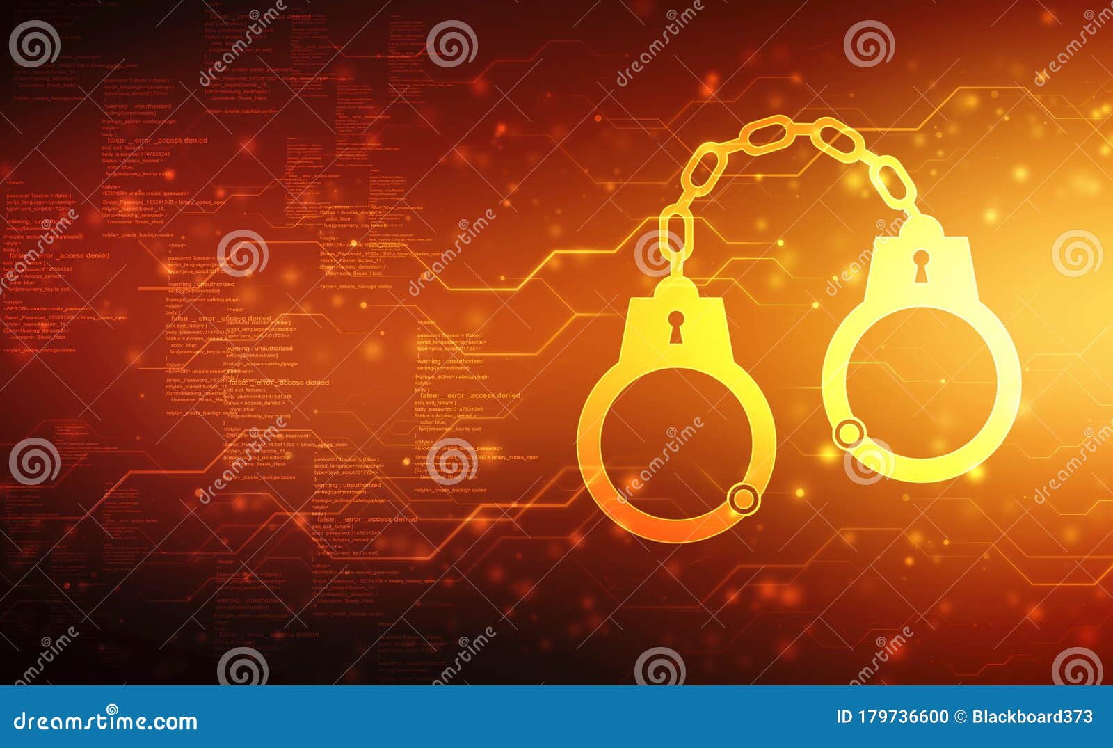 Handcuffs Icon on Digital Background, Cyber Crime Concept Stock ...