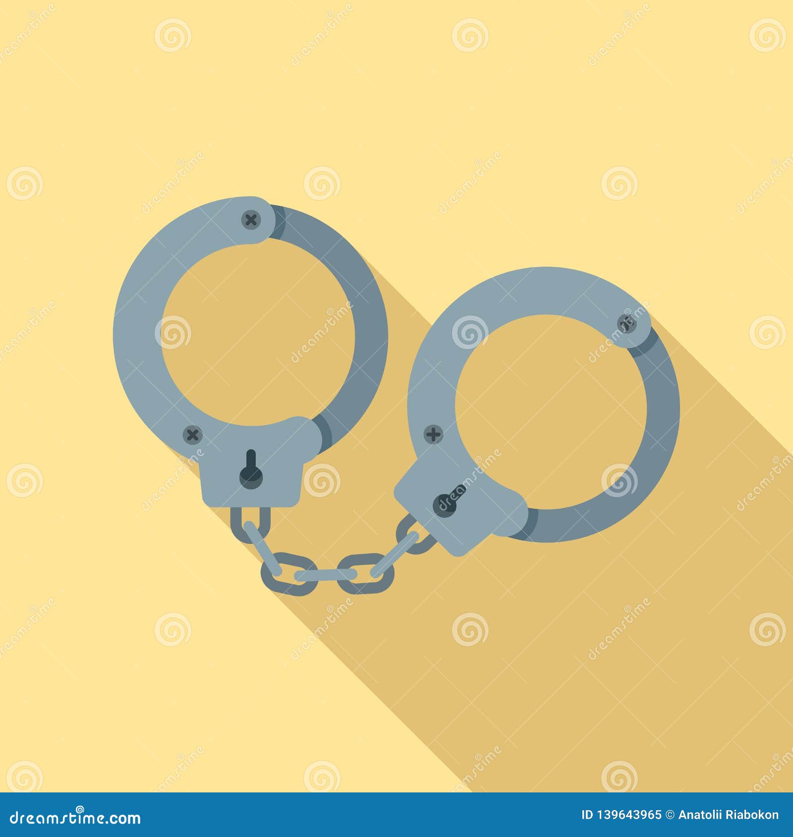 Handcuffs icon, flat style stock vector. Illustration of bondage ...