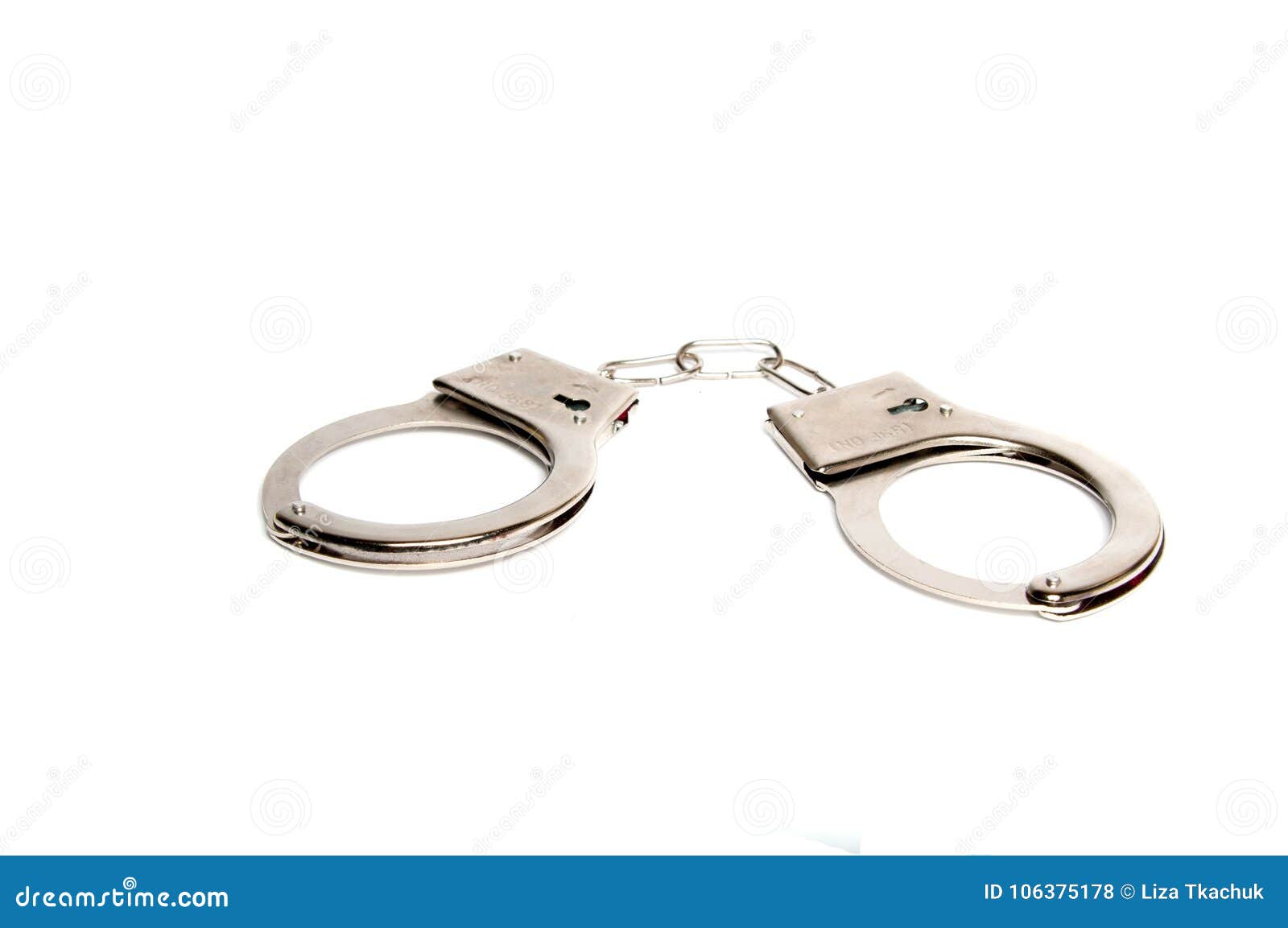 Handcuffs Isolated on the White Back Stock Photo - Image of closed ...