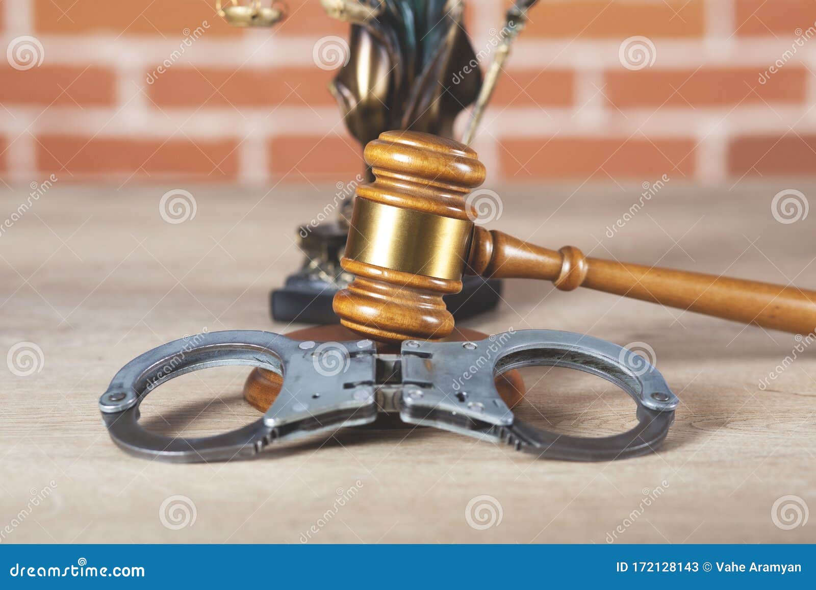 Handcuffs with judge stock image. Image of arrest, judge - 172128143