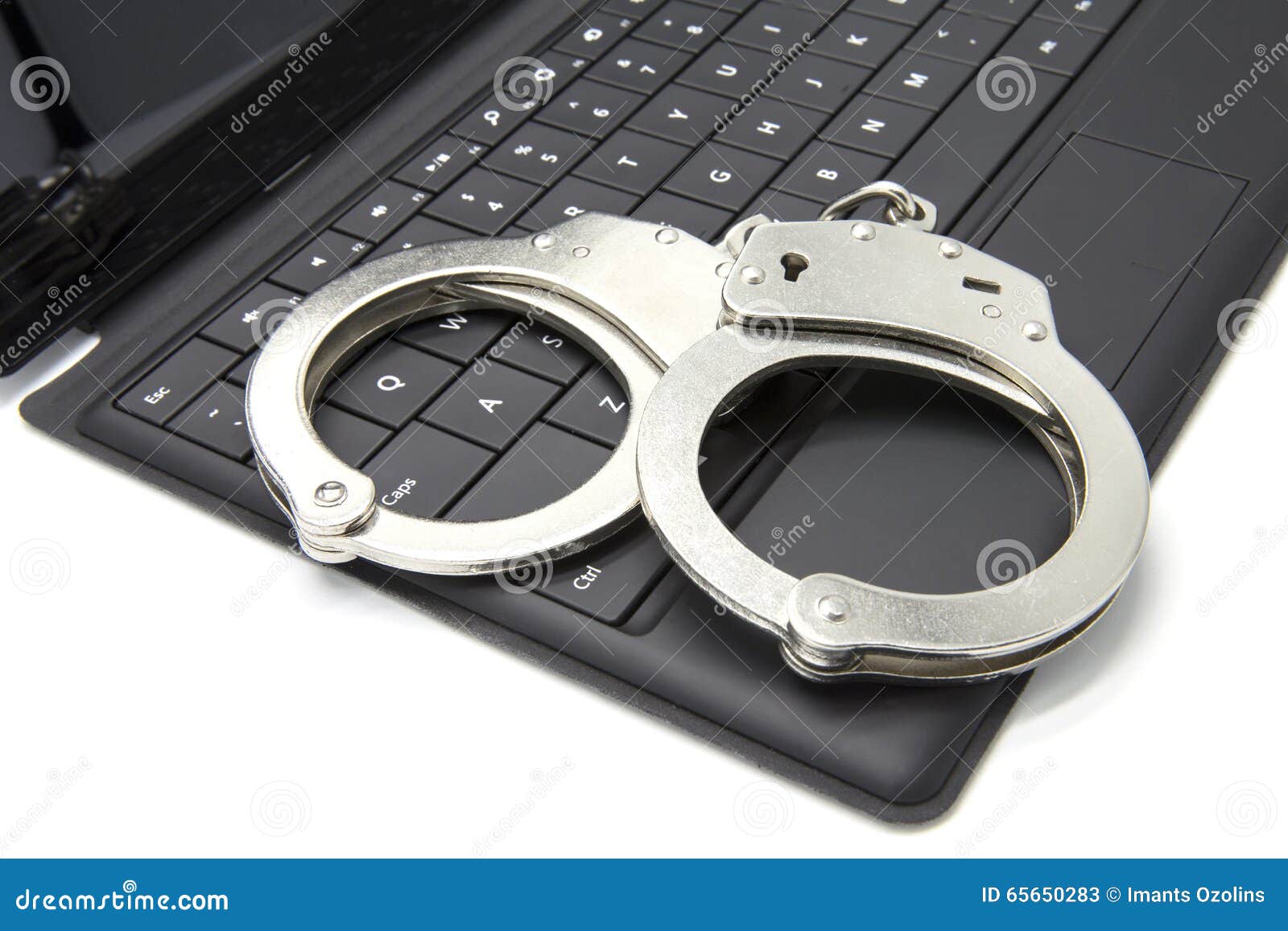 Handcuffs on laptop stock image. Image of addiction, concept - 65650283