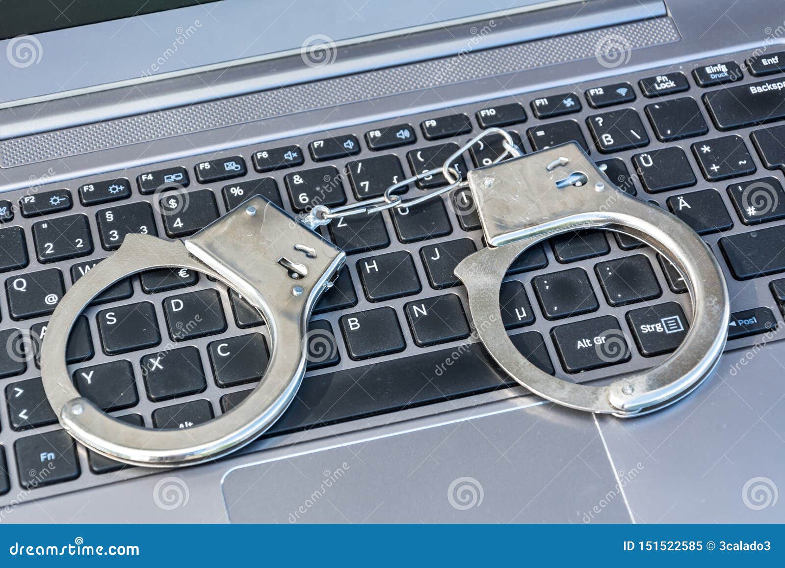 Handcuffs Lying on Computer Keyboard As a Symbol for Cyber Crime Stock ...