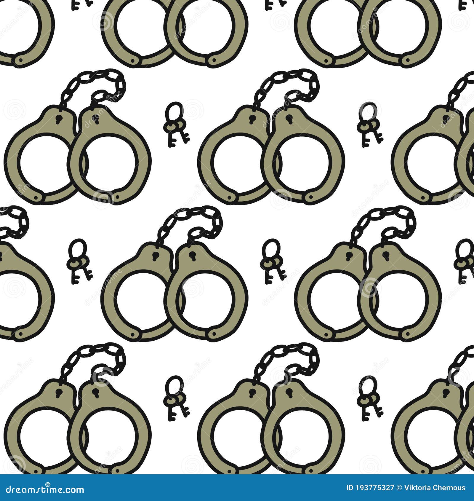 Handcuffs Seamless Doodle Pattern, Vector Color Illustration Stock Illustration - Illustration ...