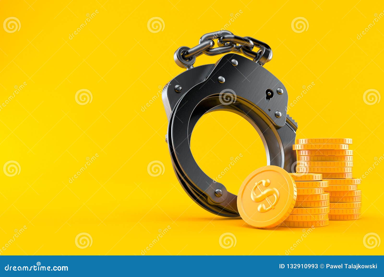 Handcuffs with Stack of Coins Stock Illustration - Illustration of ...