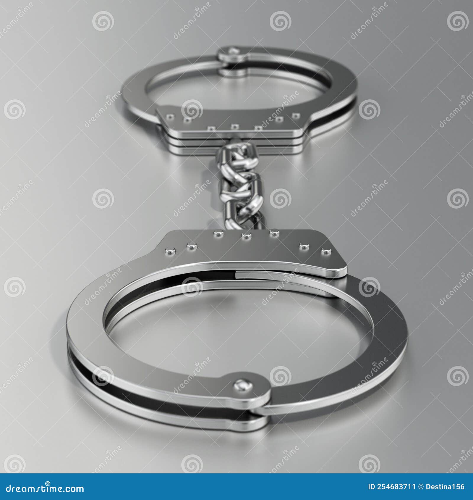 Handcuffs Standing on Gray Background. 3D Illustration Stock ...