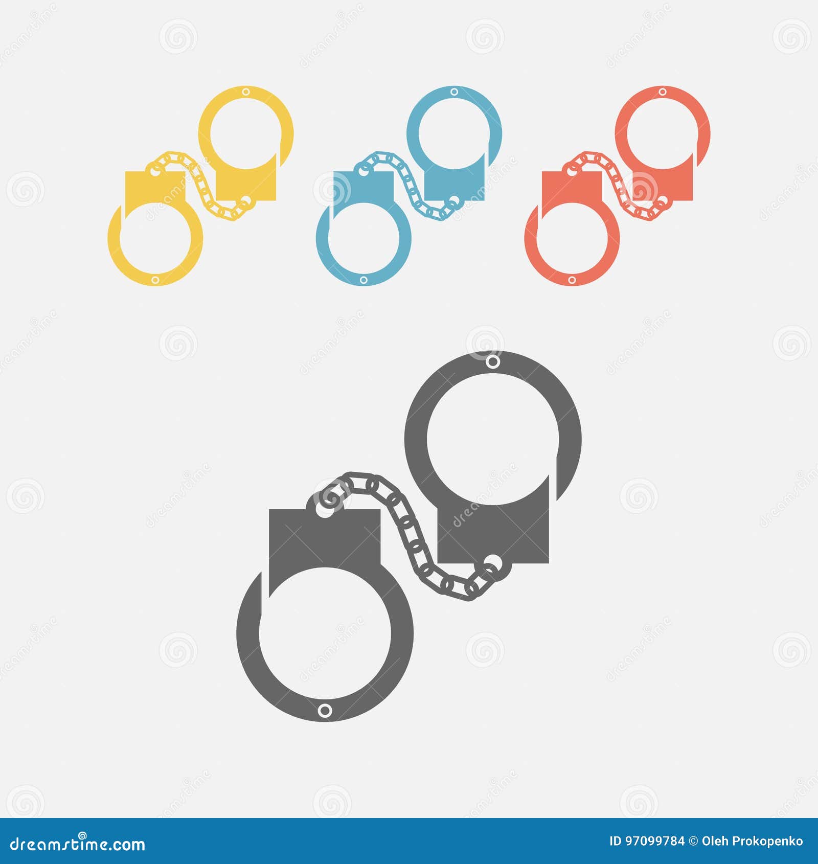 Handcuffs vector icon stock vector. Illustration of convict - 97099784