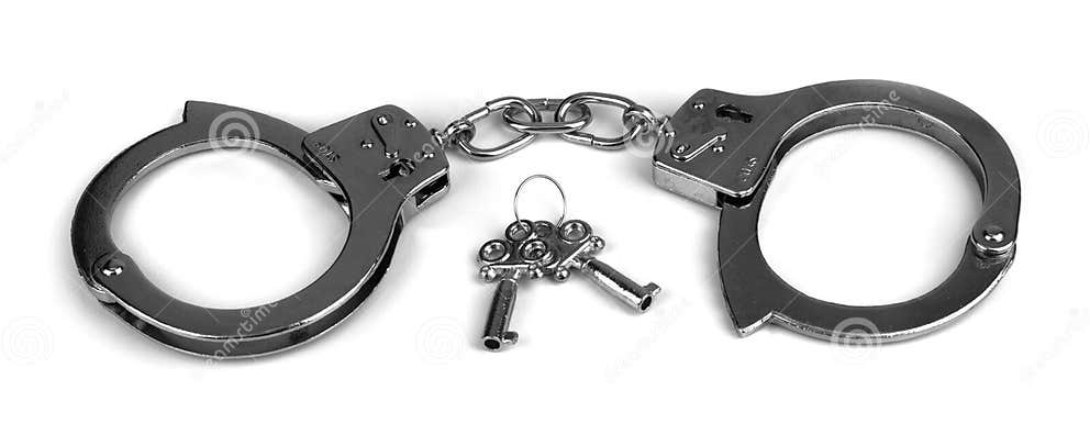 Handcuffs on white stock photo. Image of bondage, stuck - 1143016