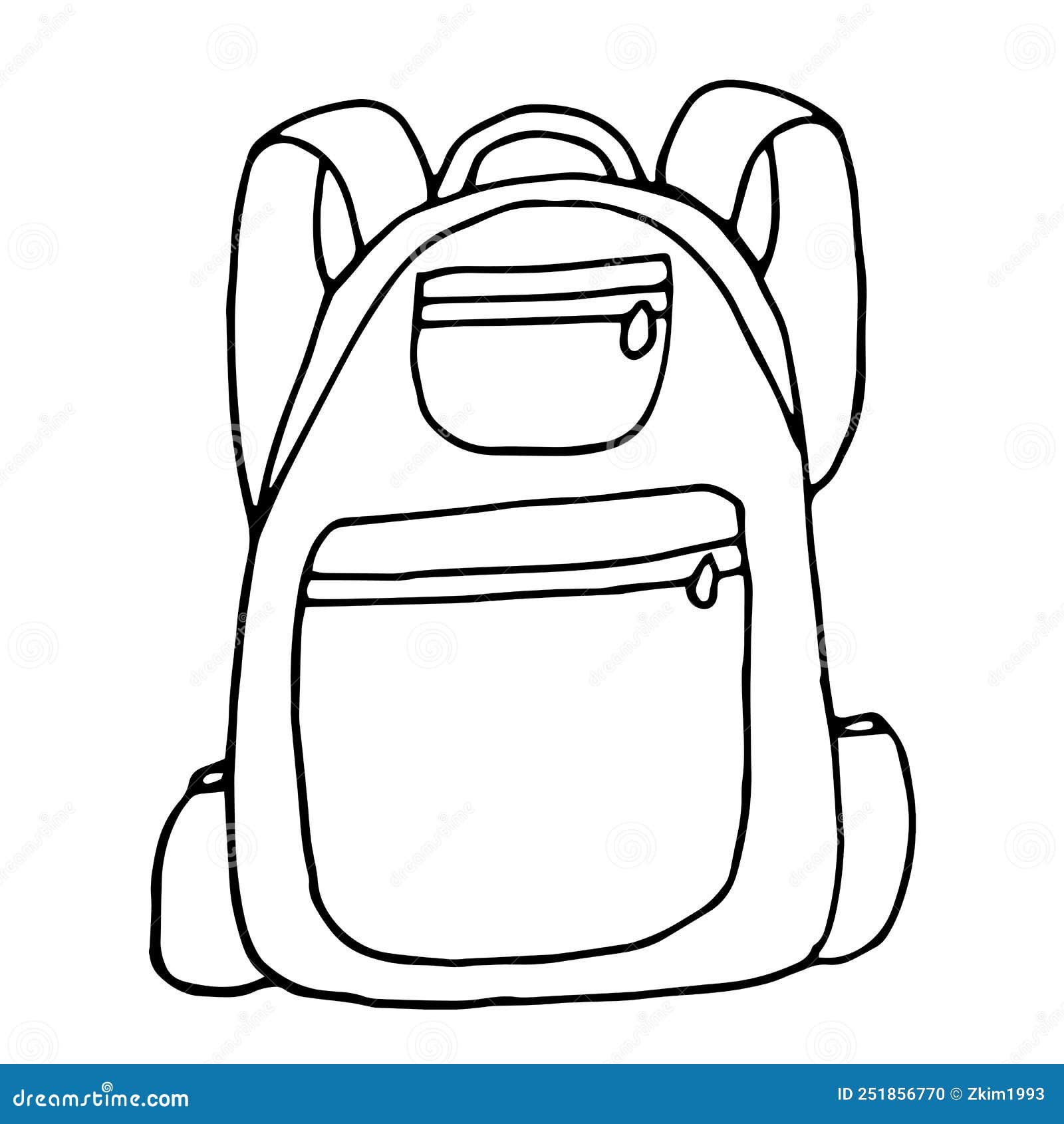 Handdrawing Backpack Black and White Isolated. Stock Vector ...