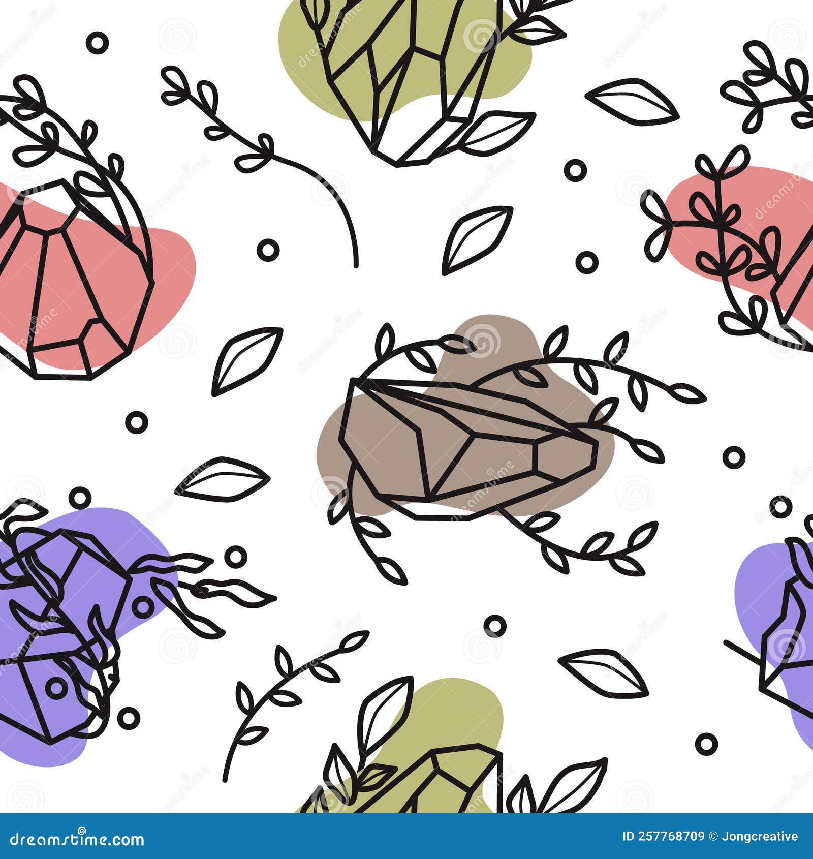 Handdrawn Aesthetic Gemstone Pattern Seamless Stock Vector ...